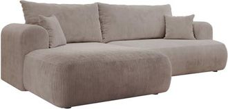 Selsey Ecksofa Links mit Schlaffunktion und Bettkasten 142x210 cm Beige Bonellfederkern, Abnehmbare Kissen Modular 4er Couch Schlafsofa Kleines Sofa für Wohn