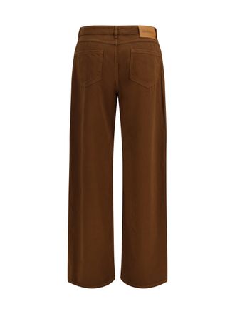 Max Mara Womens Baggy Pants Pure Cotton Satin Cioccolato Trousers