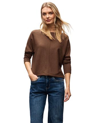 Street One Damen 3015504 Basic Dolman Pullover, Hazelnut Brown Mel., 46 EU