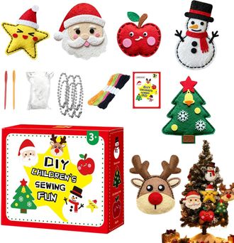 Generic Kids Sewing Kit - Childrens Sewing Toy, Make 6 Pieces Christmas Doll Making Needle and Thread Ornament | Fun Christmas Kit | for Kids Kindergarten Pre