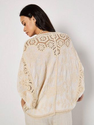 Apricot Cardigan Gesticktes Hemd mit &Ouml;sen mit Kn&ouml;pfen