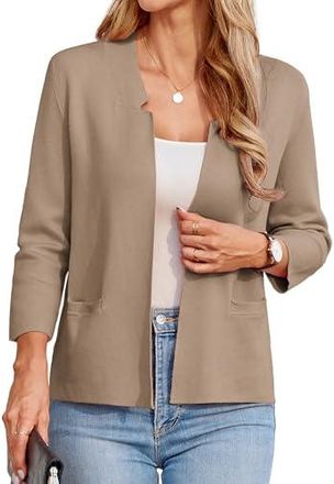 Grace Karin Cardigan Femme Kaki Bol&eacute;ro Cardigan Manches Longues Blazer &Eacute;l&eacute;gant Open Front D&eacute;contract&eacute; Travail XL Kaki -5