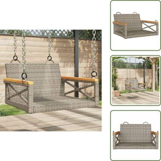 vidaXL The Living Store - H&auml;ngesessel Grau 63x62x40 cm Poly Rattan - Outdoor M&ouml;bel - Gartenstuhl - Hangestuhl - Schaukelbank - Gartenlounge