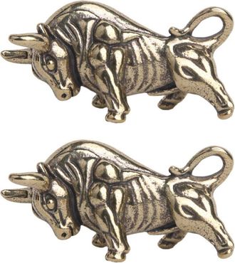 BESPORTBLE 2 St&uuml;ck Messing Stier Figur Chinesische Chinesische Tierkreis Ochsen Maskottchen Gl&uuml;ckliche Kuh Neujahr Fr&uuml;hlingsfest Weihnachten Desktop-Dekoration