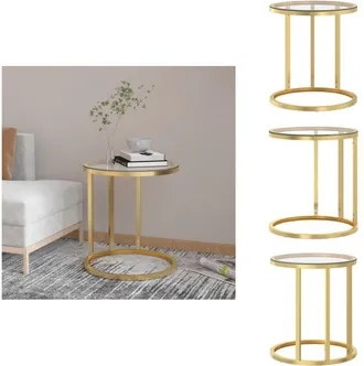 vidaXL Beistelltisch Golden und Transparent 45 cm Hartglas - Beistelltisch - Wohnzimmer Dekoration - Glasm&ouml;bel - Moderner Tisch - Esszimmer M&ouml;bel