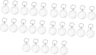 Pretyzoom Lot de 25 Porte-Cl&eacute;s Photo Rond en Acrylique Transparent Cadre Photo Personnalisable Porte-Cl&eacute;s D&eacute;coratif L&eacute;ger et Solide pour Pr&eacute;sents et &Eacute;v&eacute;nements 