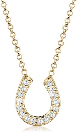 Elli Damen-Halskette mit Anhänger Hufeisen Glück vergoldet silber 925 Zirkonia - 45cm Länge