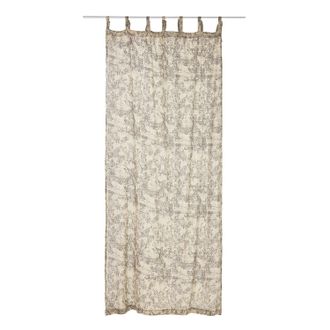 Loberon Gardine Mirette, mit Antikem Floralprint, Weich Fließend & Lichtdurchlässig, Sichtschutz, Fensterdekoration, Vorhang, Leinen, Baumwolle, beige/grau