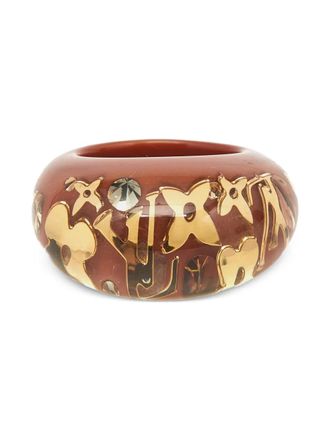 Louis Vuitton bague &agrave; d&eacute;tail de logo - Marron