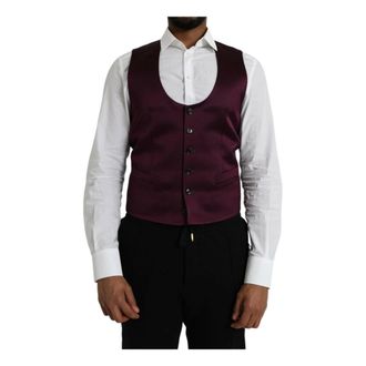 Dolce & Gabbana Maroon Seiden Formelle Weste Kleid - - Suits - Herren - Braun - S