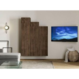 Les Tendances Meuble TV suspendu bois noyer Isika L 120cm - 3 pièces