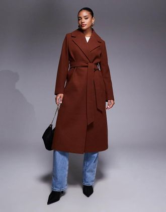 Forever New Manteau habill&eacute; crois&eacute; long - Rouille-Brown
