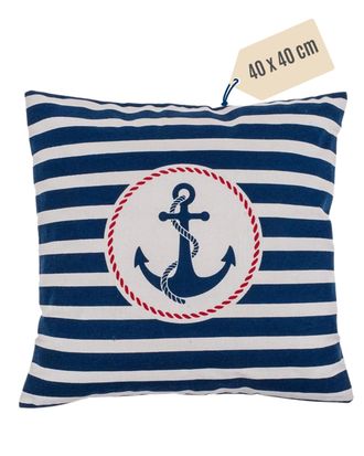 Out of the Blue Deko Kissen mit Anker Traditional Maritime - maritimes Sofakissen inkl. Bezug & F&uuml;llung - dekoratives Couchkissen mit kompakten Ma&szlig;en 45x45 cm aus Mis