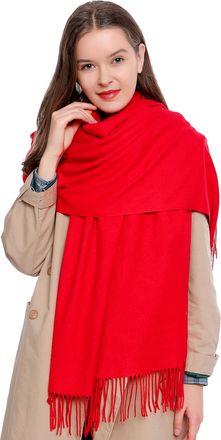 DonDon Schal Damen Winter Wollschal Winterschal warm weich 185 x 65 cm rot