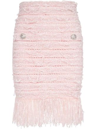 Balmain jupe crayon en tweed - Rose