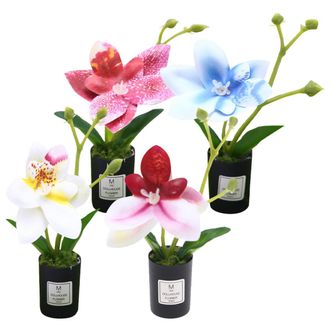 Hemobllo K&uuml;nstliche Orchideen Phalaenopsis im Kleiner Topf 4 St&uuml;ck Realistische Schmetterlingsblumen Pflegeleichte Kleiner Deko f&uuml;r Puppenhaus und Mikrolandsch