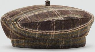 Mango B&eacute;ret laine m&eacute;lang&eacute;e &agrave; carreaux chocolat - Femme - S - MANGO