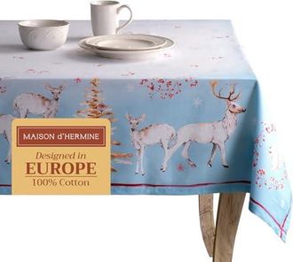 Maison d'Hermine Fairytale Forest Nappe 100% Coton pour Cuisine D&icirc;ner Dessus de Table D&eacute;coration de f&ecirc;te Mariage, f&ecirc;te m&egrave;ress Thanksgiving/No&euml;l (Rectangle, 140cm x 180