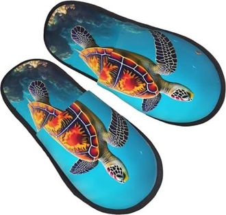 Generic Pantoufles Moelleuses Tortue Marine Nageant Dans La Mer (Imprim&eacute;) Chaussons Maison Respirantes Chaussures Pour Homme Ext&eacute;rieur Chambre L