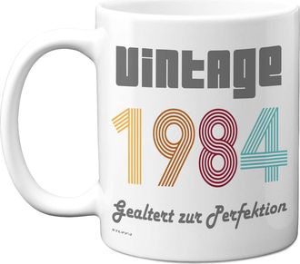 Stuff4 41. Geburtstagsgeschenke - Vintage 1984 Gealtert zur Perfektion Tasse - Geburtstag Retro Tasse f&uuml;r M&auml;nner und Frauen, 325 ml Premium-Keramiktasse, Sp&uuml;