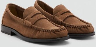 Mango Mocassins masque effet su&egrave;de cognac - Homme - 40 - MANGO MAN