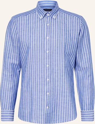 Strokesman's Strokesmans Hemd Regular Fit Mit Leinen blau