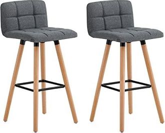 SoBuy FST50-DGx2 Lot de 2 Tabourets de Bar Cuisine avec Dossier et Repose-Pieds Haute qualité