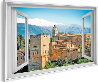 Islandburner Bild auf Leinwand Blick Auf Die Alhambra Durch Ein Offenes Fenster In Spanien Bilder Wandbilder Poster