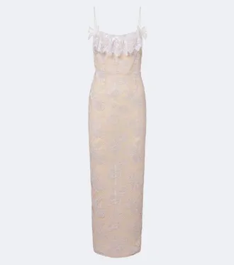 Alessandra Rich Robe nuisette en dentelle &agrave; sequins