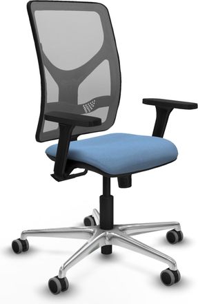 Piqueras y Crespo Stuhl aus Polycarbonat, blau, mit 3D-Armlehnen, h&ouml;henverstellbare Lendenwirbelst&uuml;tze, ausgestattet mit 3 Positionen und Schneideschaum. Mit Rollen von