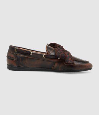 Toral Shoes Mocassins Nahua Foulard Cuero Leo Marron