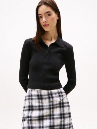 Tommy Jeans Polokragenpullover TJW ESSENTIAL POLO LS SWEATER