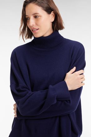 Eden Park Pull &Agrave; Col Roul&eacute; En Laine Et Cachemire Marine Coupe Relaxed