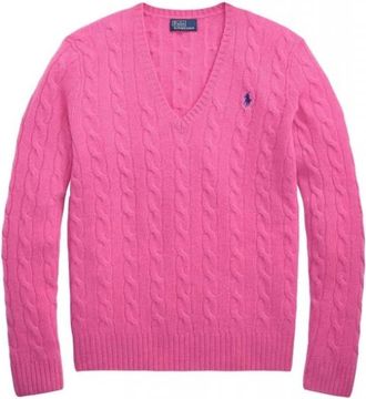 Ralph Lauren Femme, Pulls, Rose, Taille: 42 FR Cable-Knit V-Neck Sweater