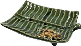 Guru Shop Exotische Keramik Seifenschale - Blatt, 2x10x8 cm