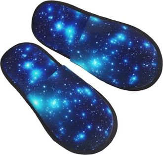 Generic Pantoufles En Coton Étoiles Bleues Brillantes Antidérapantes Chaussons Anti Odeur Pantoufles Pour Chambre Unisex Voyage M