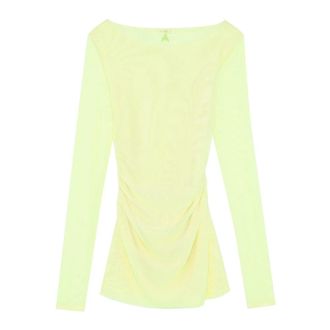 Patrizia Pepe Mesh-Top Langarmshirt Gelb - - Blouses & Shirts - Damen - Gelb - XS