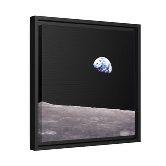 Generic Earth from Moon Nasa Space Canvas Prints Wall Art 14x14inch 35x35cm Square/Black / 1.25inch 3.175cm