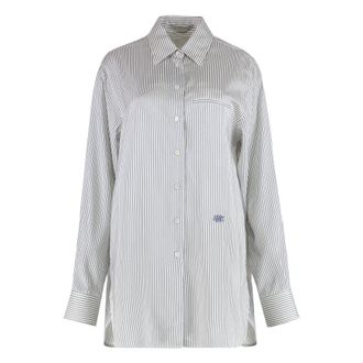 Stella McCartney Gestreiftes Seidenhemd - - Blouses & Shirts - Damen - Wei&szlig; - S