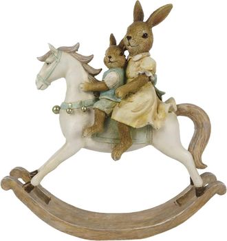 Clayre & Eef Deko Kaninchen 19*5*20 cm Mehrfarbig Kunststoff Dekoratives Figur Wohnaccessoires