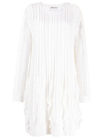 Ports 1961 robe en maille Flutter &agrave; manches longues - Blanc
