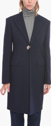 Jil Sander Einreihiger Wollmantel mit Metallapplikation Jil Sander