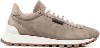 Brunello Cucinelli Graue Wildleder-Sneakers mit Monili-Tab - - Shoes - Damen - Grau - 40 EU