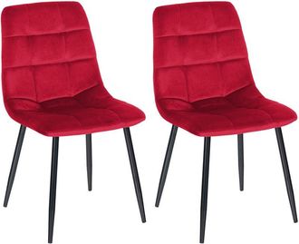 Clp Lot de 2 chaises de salle &agrave; manger Tilde Rouge Velours