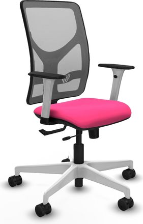 Piqueras y Crespo B&uuml;rostuhl in Rosa, mit wei&szlig;en und schwarzen Armlehnen, h&ouml;henverstellbare Lendenwirbelst&uuml;tze, ausgestattet mit Syncro/Traslack und Schneideschaum, Grau