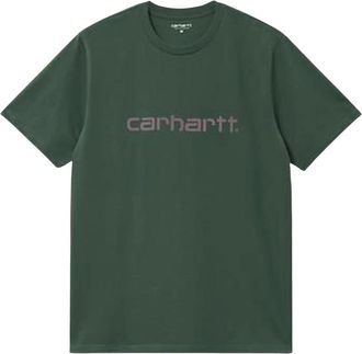 Carhartt Work in Progress Homme, Tops, Vert, Taille: L T-Shirt Script Manches Courtes