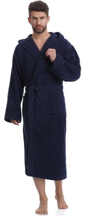 Ladeheid Herren Frottee Bademantel aus 100% Baumwolle LA40-101(Dunkelblau (D12), M)