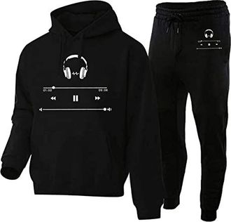 Generic Ensemble complet de sport 2026 pour homme - Automne et hiver - Tendance - Imprim&eacute; lettre - Avec poche - Velours - Sweat &agrave; capuche et pantalon - Pour l