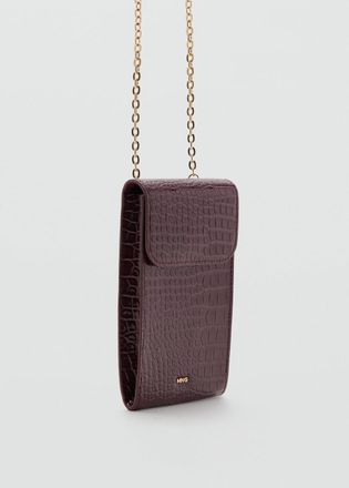 Mango Housse t&eacute;l&eacute;phone portable effet croco bordeaux - Femme - Taille unique - MANGO