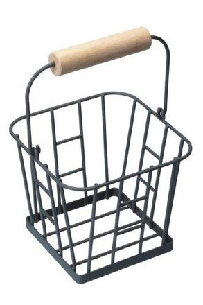 KitchenCraft Vintage Drahtkorb mit Holz-Griff, Für Eier, Zwiebeln, Obst - Grau